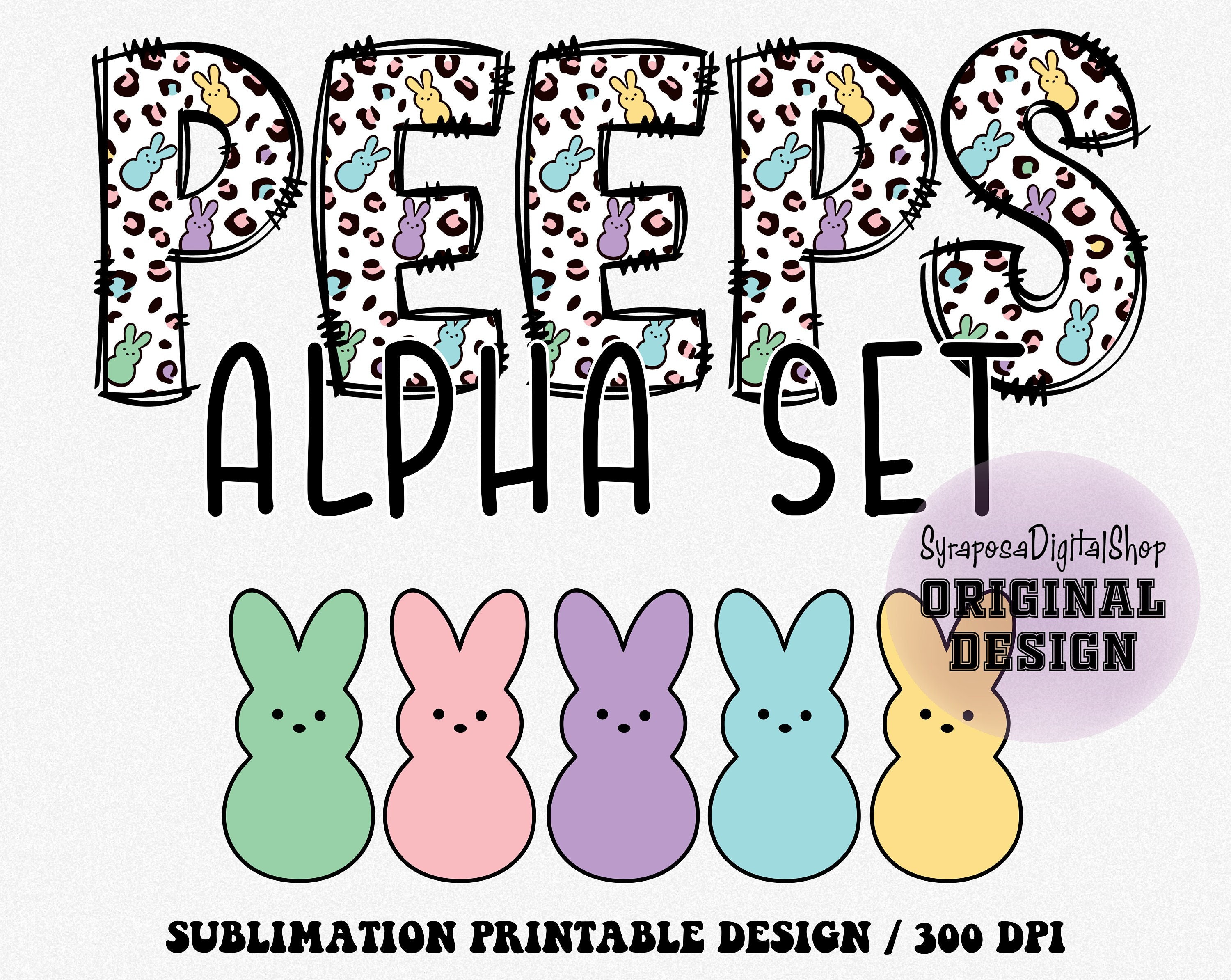 Peeps Alpha Font Easter Letters PNG, Sublimation Design Download ...