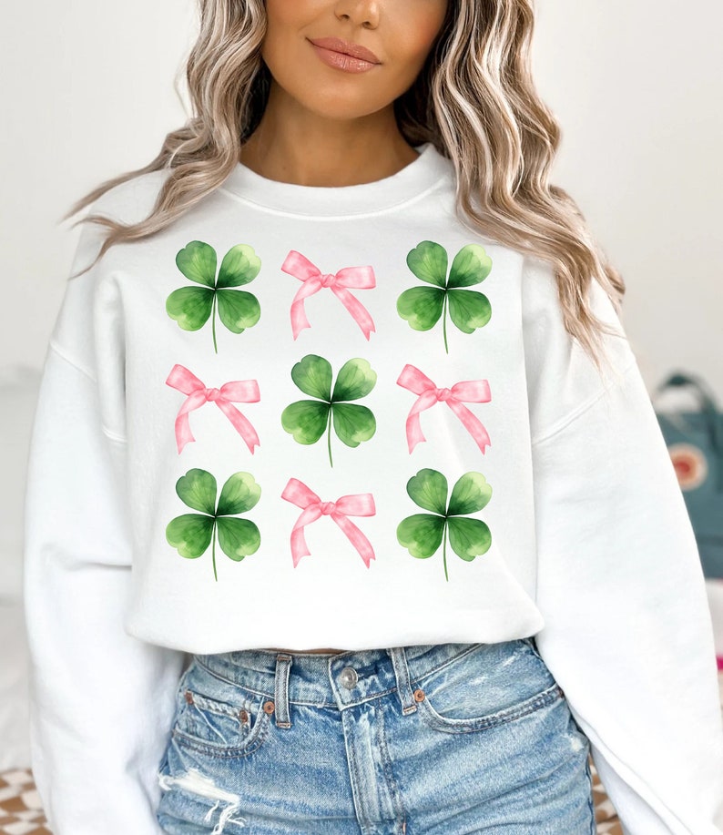 Coquette Bow Clover Png, Shamrock Png, St. Patrick's Day Png, Social ...