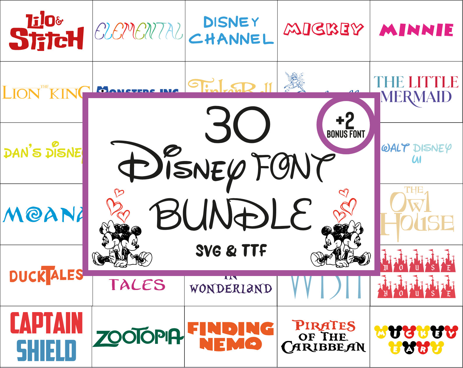 Disneyy Font Bundle TTF, SVG, Disneyy Font, Cartoon Characters, Disneyy ...
