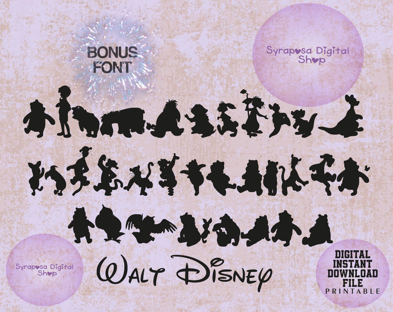30 Disneyy Movie Font Bundle TTF, SVG | Cartoon Style Fonts for Crafts ...