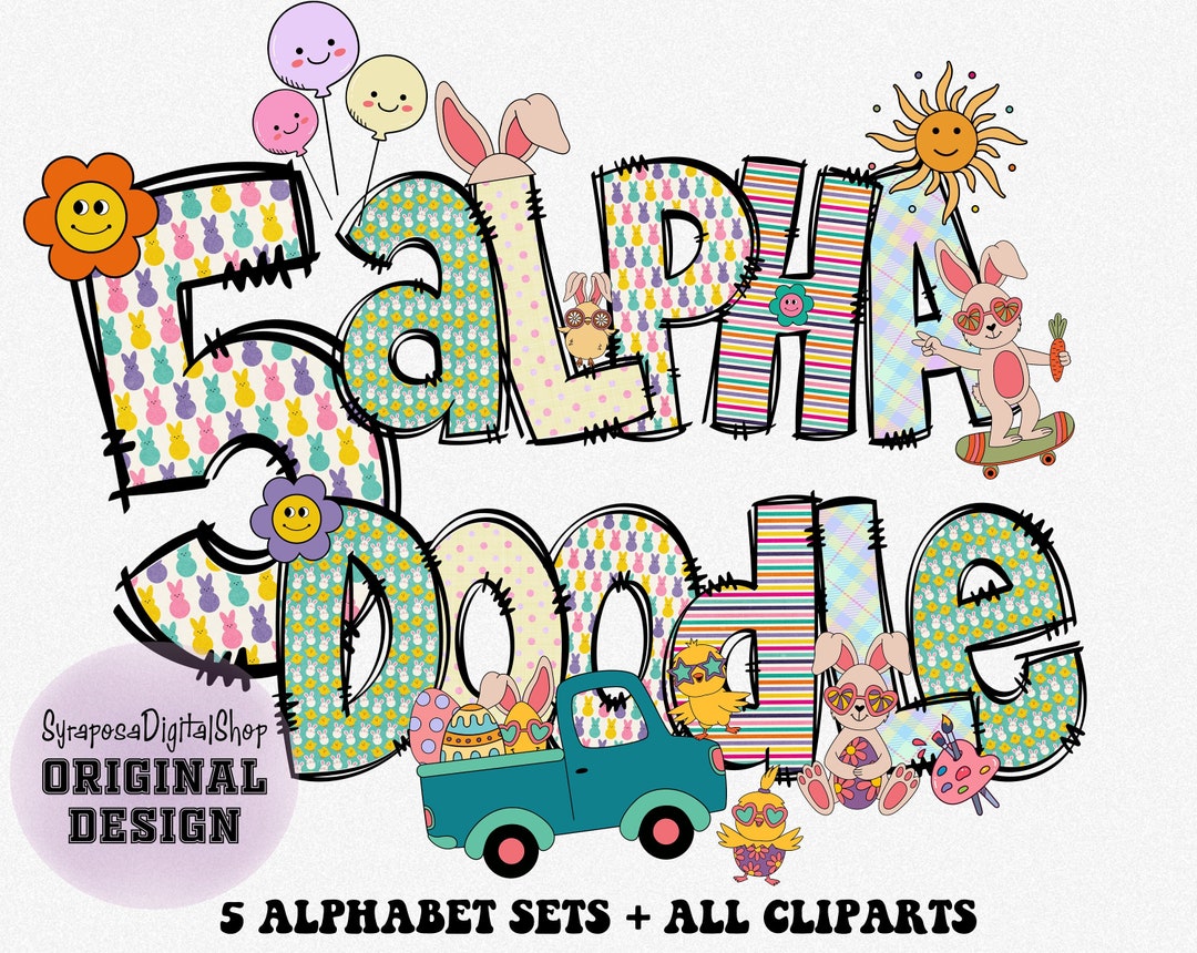 Easter Day Alphabet Letters PNG Bundle, Easter Clipart Png, Bunny ...