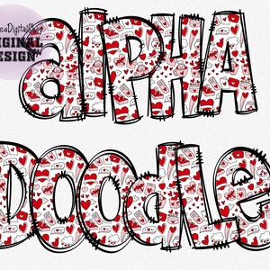 Valentines Day Alphabet PNG, Valentines Doodle, Valentines Letters ...