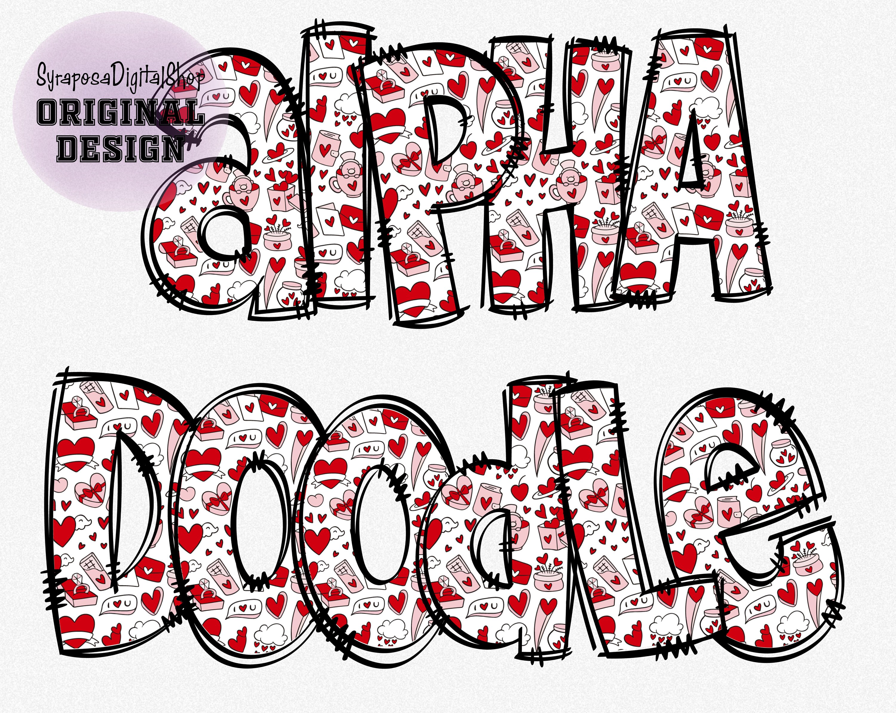 Valentines Day Alphabet PNG, Valentines Doodle, Valentines Letters ...