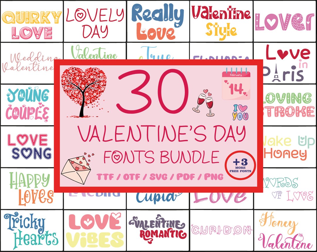 Valentines Day Fonts Bundle TTF, OTF, Cricut Fonts, Love Conversation ...