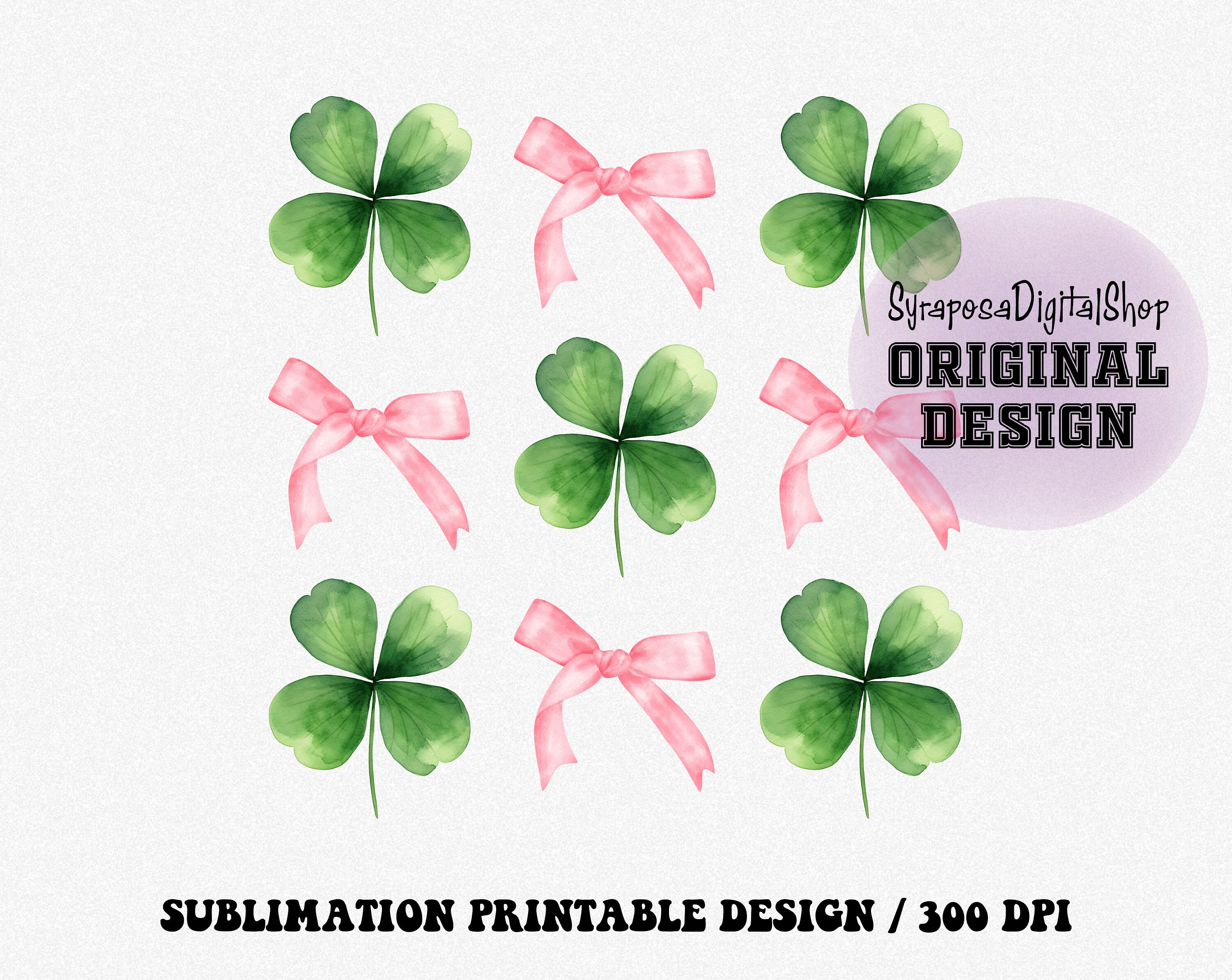 Coquette Bow Clover Png, Shamrock Png, St. Patrick's Day Png, Social ...