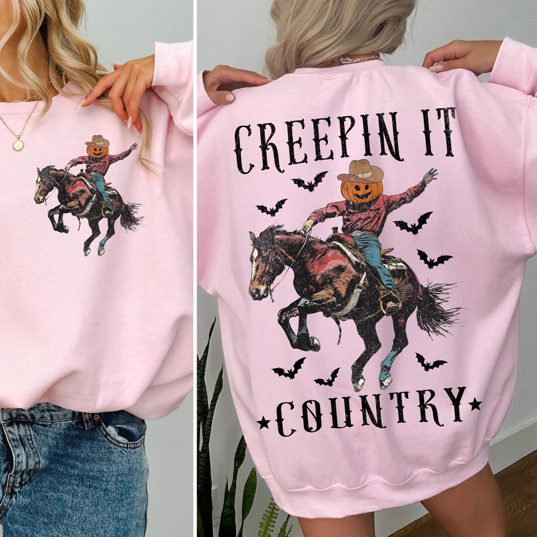 Creepin It Country Pumpkin Cowboy Halloween Design, Western Rodeo PNG ...