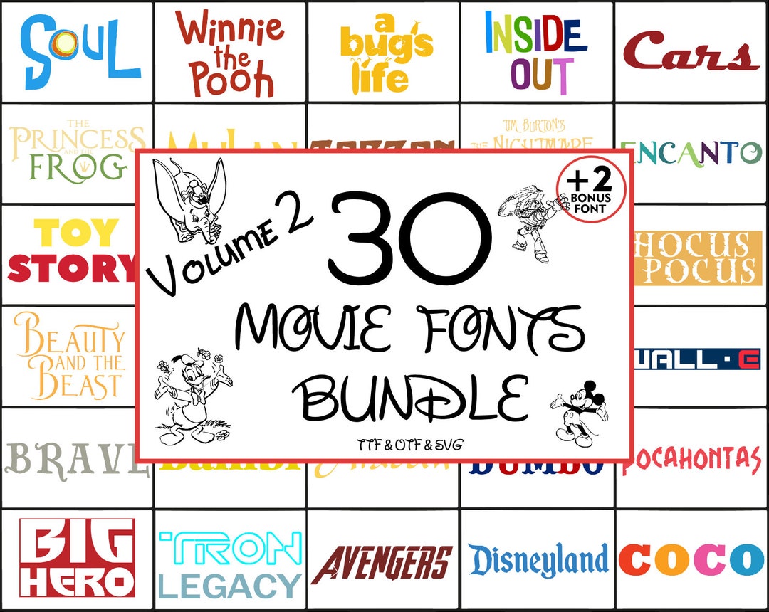 30 Animated Film Font Bundle | TTF SVG OTF | Cartoon Style Typeface ...