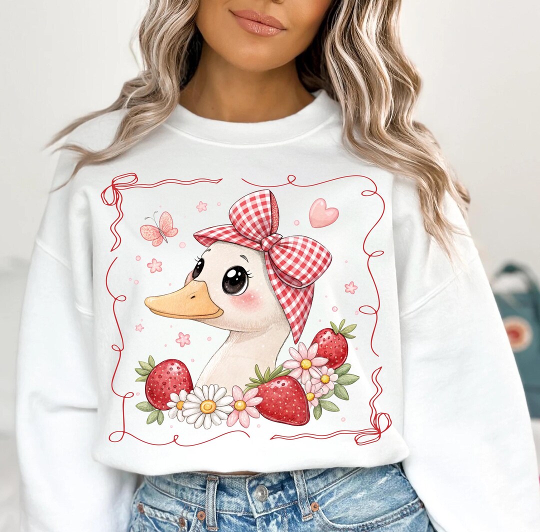 Cute Strawberry Goose Png, Summer Goose, Mama Goose Png, Coquette Goose ...