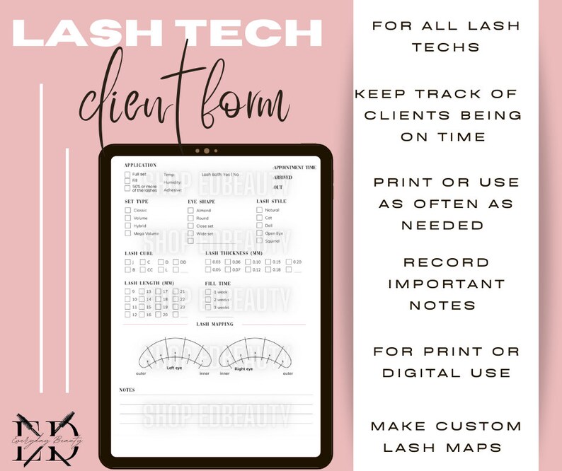 Lash Record Form Lash History Template Client Record Sheet - Etsy Lash Record Form Lash History Template Client Record Sheet - Etsy