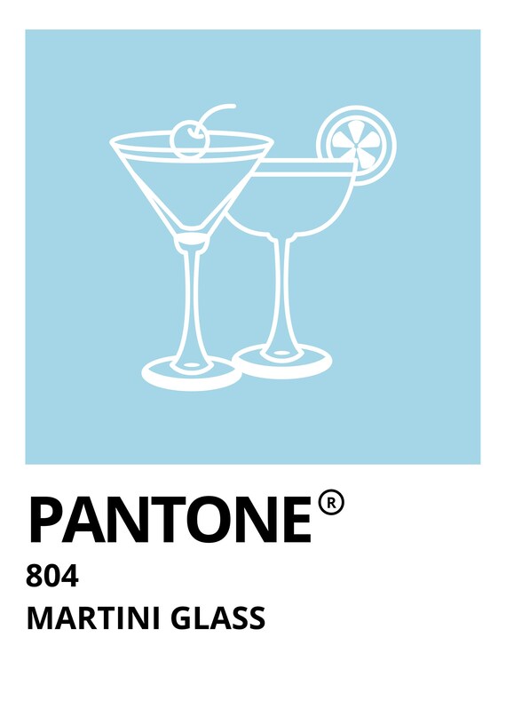 Pantone Print Blue Martini Poster Wall Art Contemporary - Etsy
