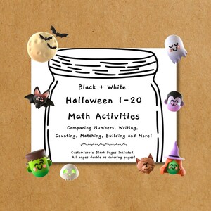 Halloween Math Game Printable, Counting 1-20, Comparing Numbers, Number ...