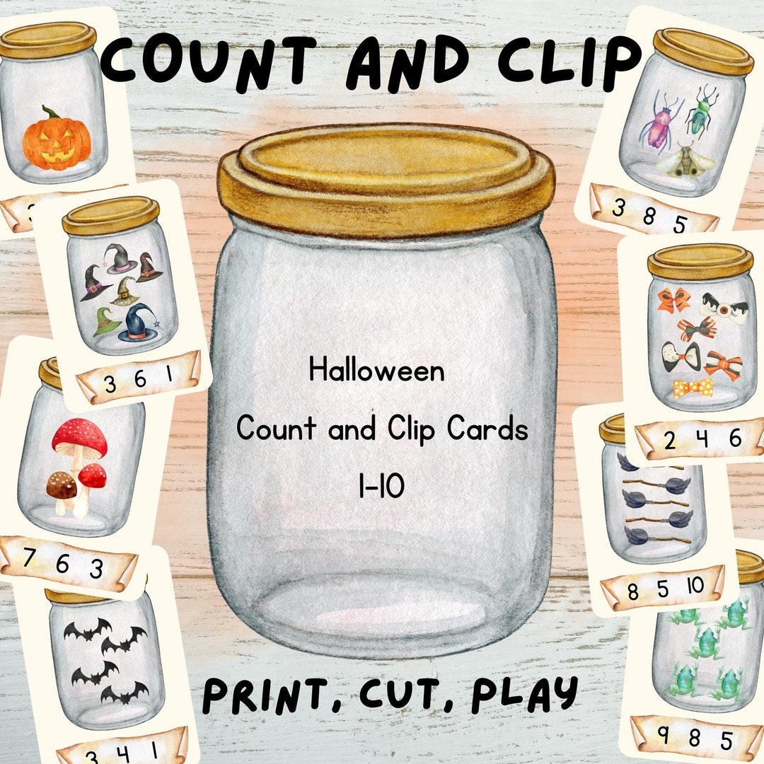 Halloween Count and Clip Printable, Fun Learning Activity, Morning ...