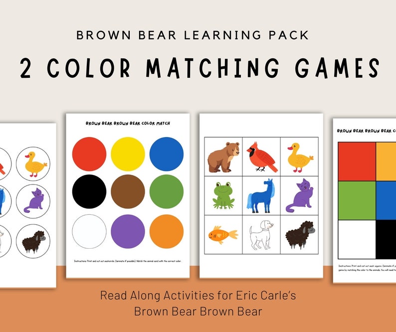 Brown Bear Learning Activity Pack - Pre-k and K Printable Games ...