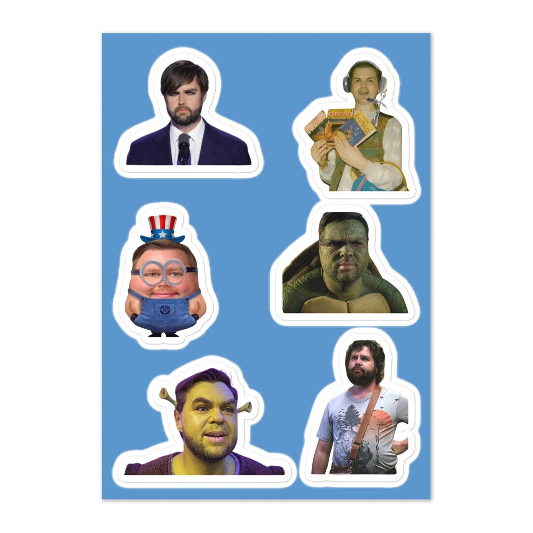 JD Vance Meme Sticker Sheet 2 - 6 Stickers per Sheet - Meme Stickers ...