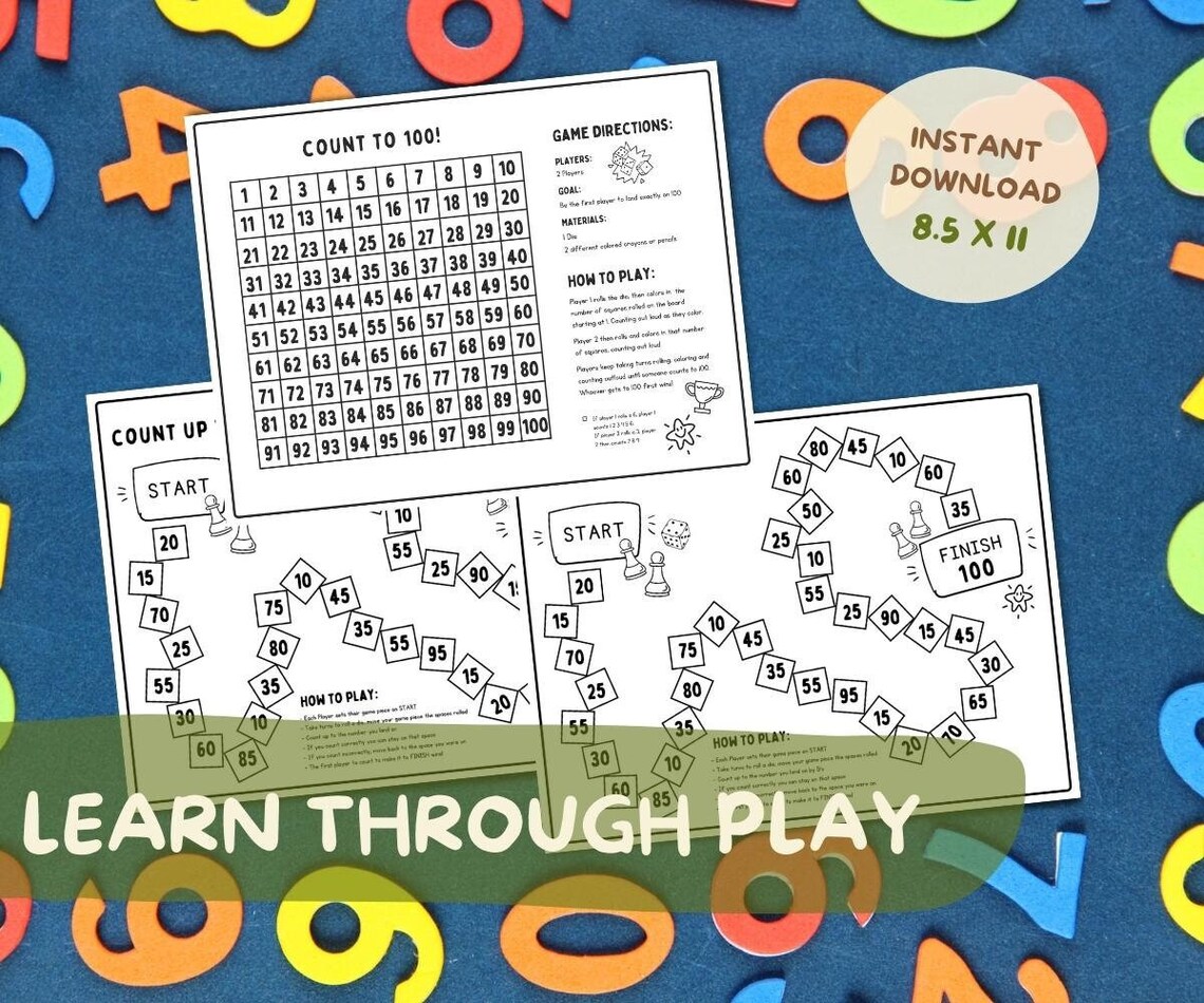 Printable Fun Activity Sheets for Counting to 100 , Count to 100 Game ...