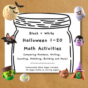 Halloween Math Game Printable, Counting 1-20, Comparing Numbers, Number ...