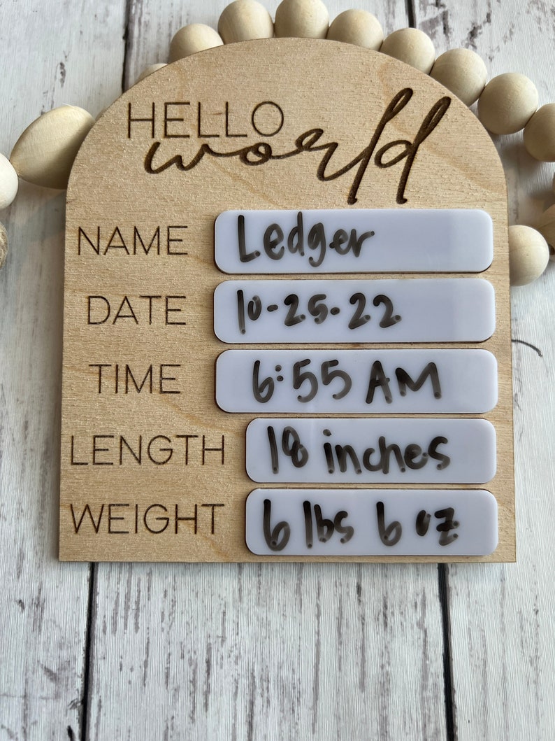 Write on Baby Announcement SVG, Birth Announcement Sign, Wood & Acrylic ...