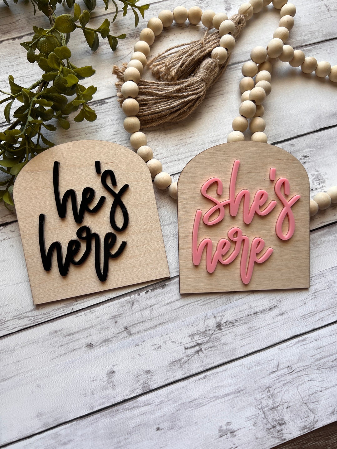 He's Here, She's Here SVG, Birth Announcement Sign, Wood & Acrylic Sign ...