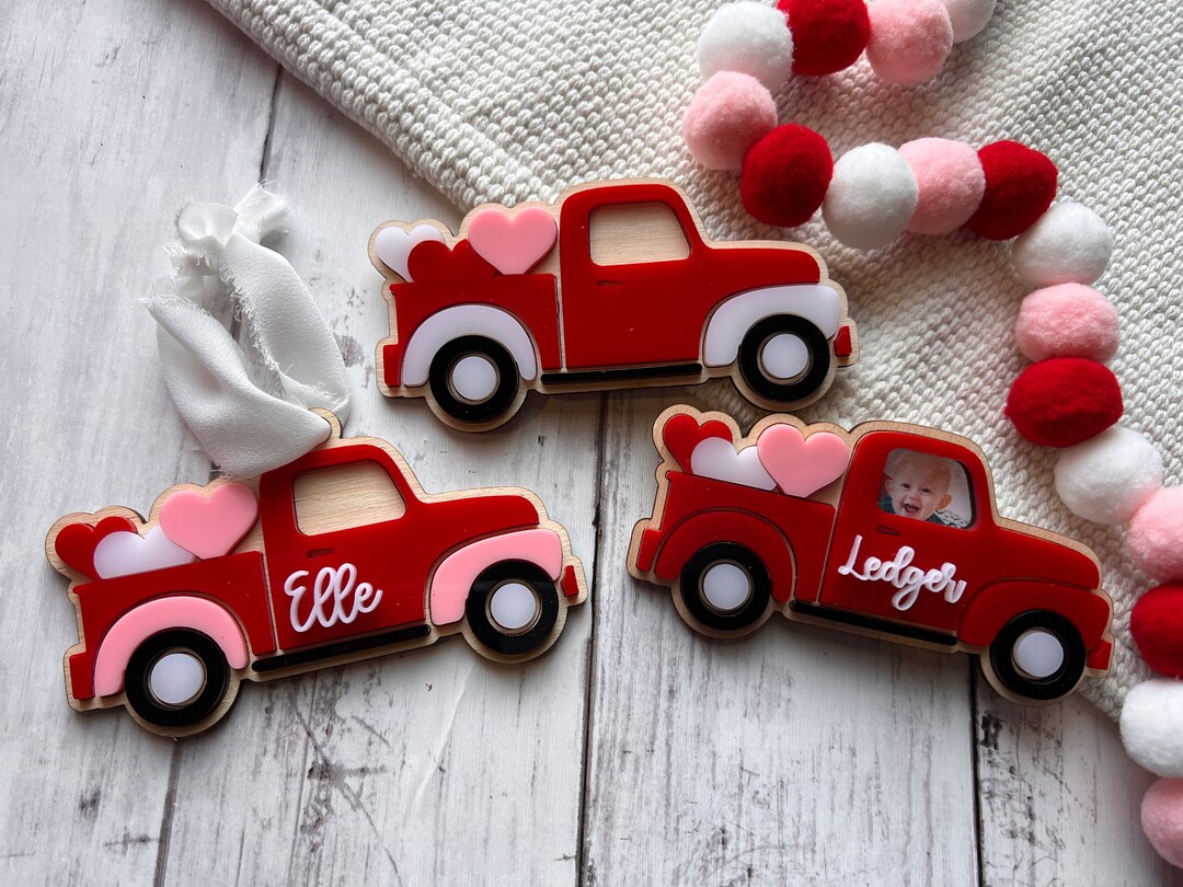 SVG Digital Download Kids Old Truck Valentine Basket Tag, Baby Ornament ...