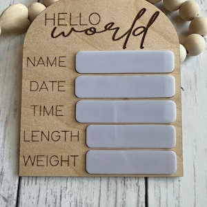 Write on Baby Announcement SVG, Birth Announcement Sign, Wood & Acrylic ...