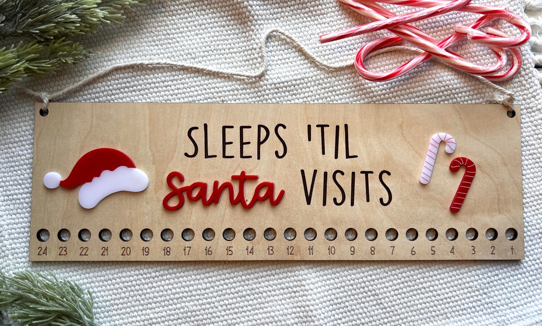 Sleeps Until Santa Visits Countdown Svg Digital Download Candy Cane