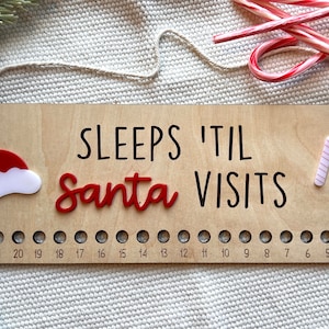 Sleeps Until Santa Visits Countdown SVG Digital Download, Candy Cane ...