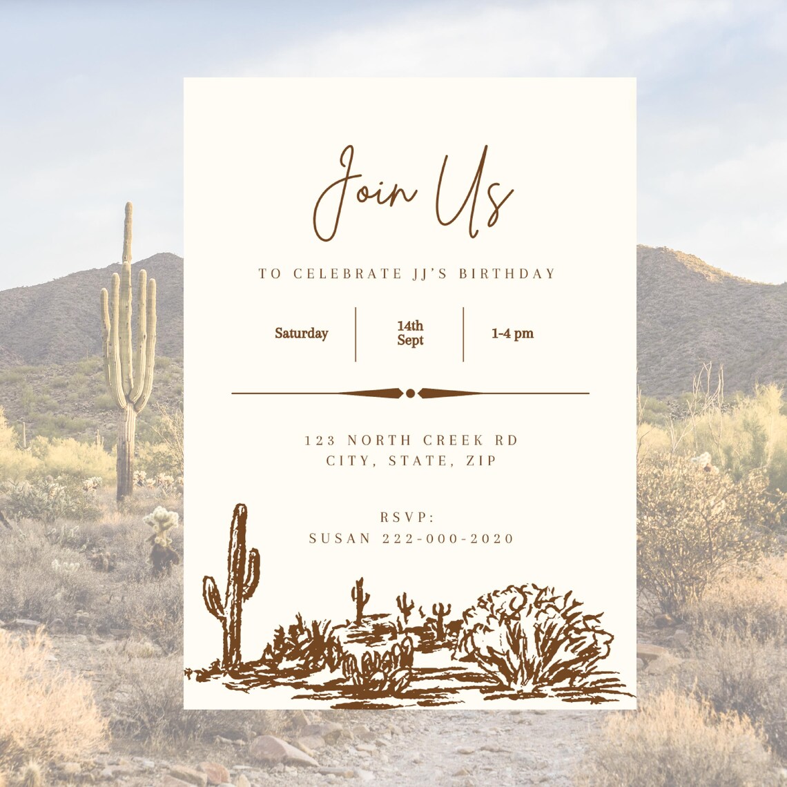 Simple Western Party Invite, Editable Digital Download Template - Etsy