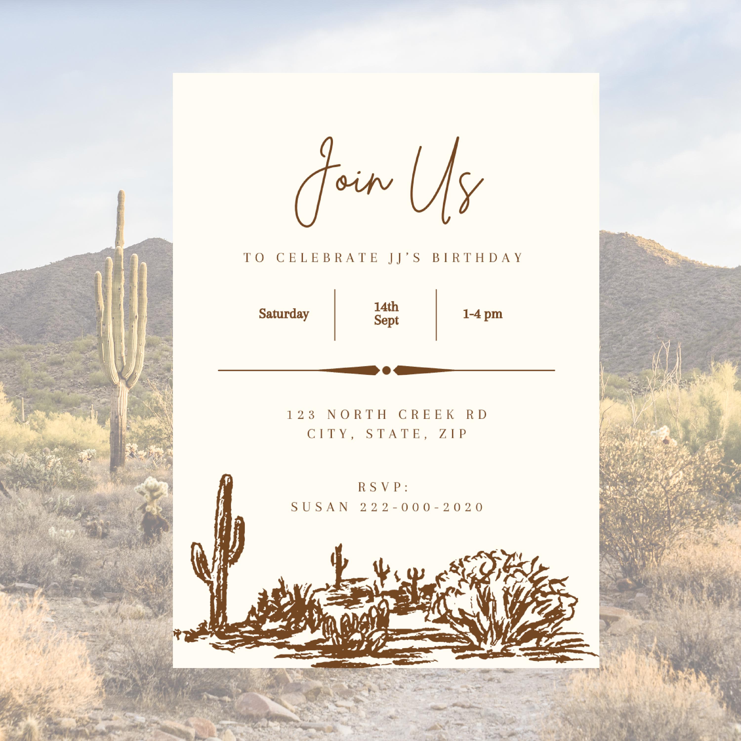 Simple Western Party Invite, Editable Digital Download Template - Etsy