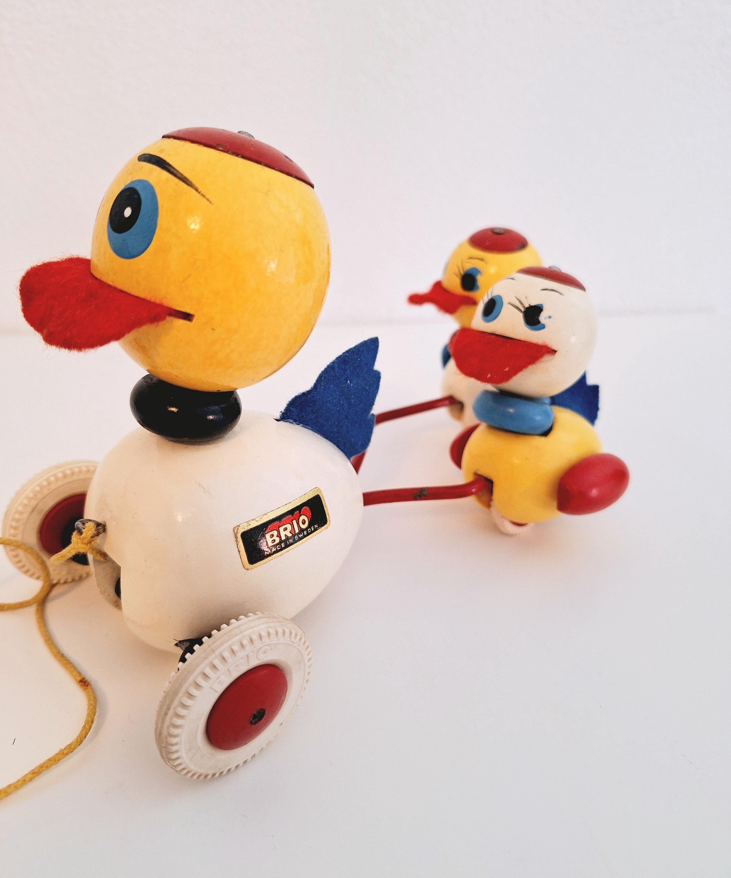 Mid-century Brio Duck Family Pull Toy – Collectible Swedish Wooden ...