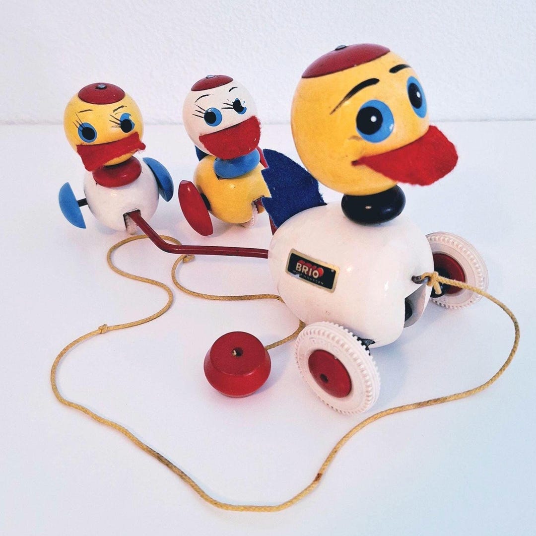 Mid-century Brio Duck Family Pull Toy – Collectible Swedish Wooden ...