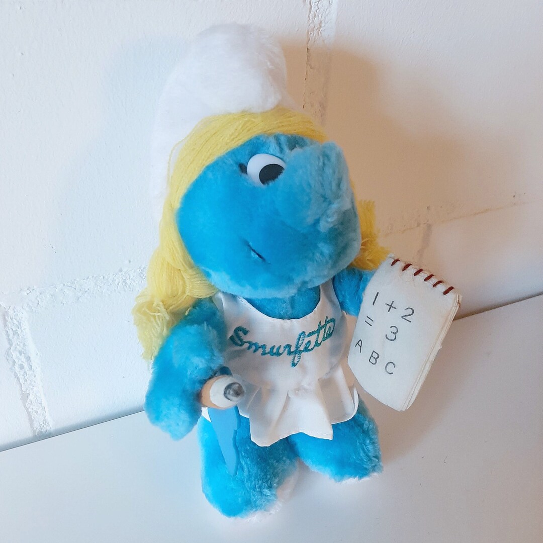 Vintage Smurfette School Girl 1983 Plush Toy Original Tag Rare Smurf ...