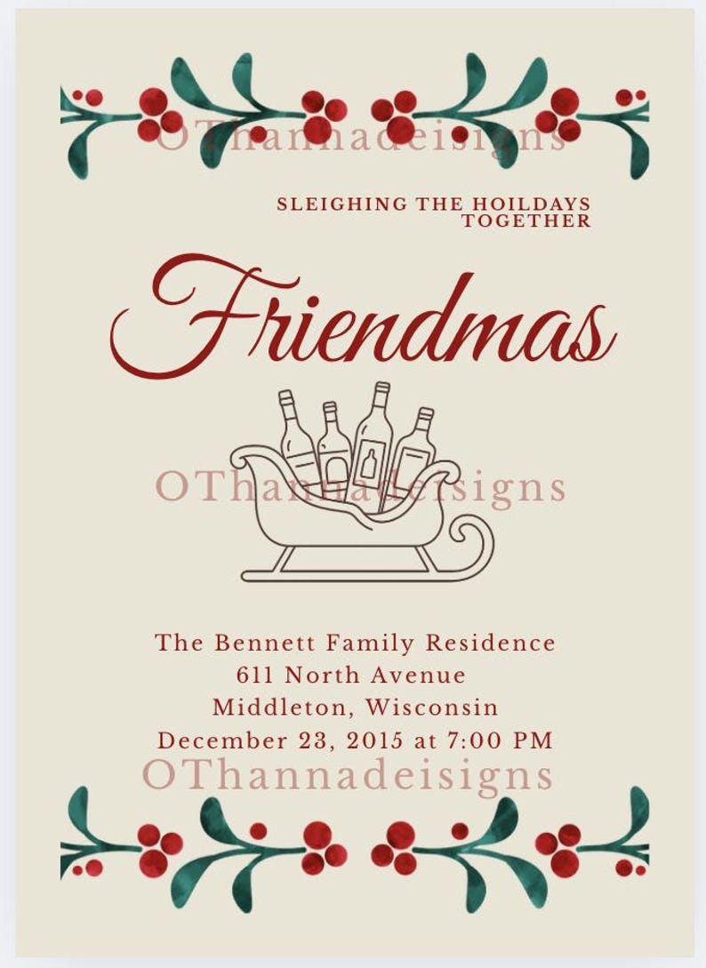 Friendmas Invitation Template - Etsy