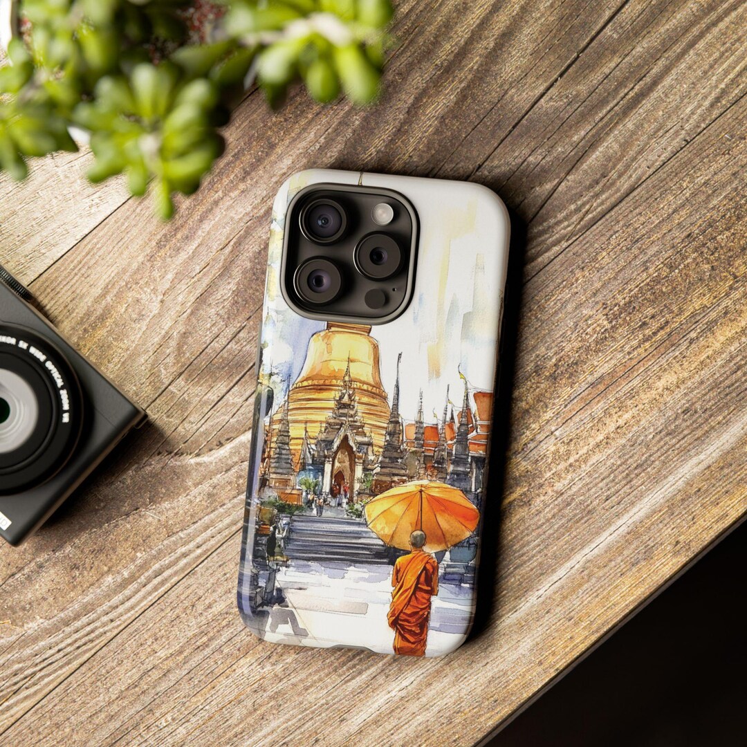 Watercolor Temple Monk Phone Case - Artistic Buddhist Design - Etsy