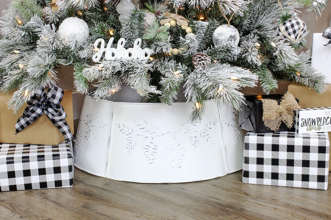 Rustic White Tree Collar pine Embossed Large Farmhouse - Etsy