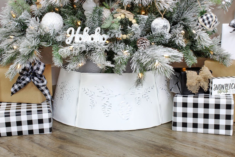 Rustic White Tree Collar pine Embossed Large Farmhouse - Etsy