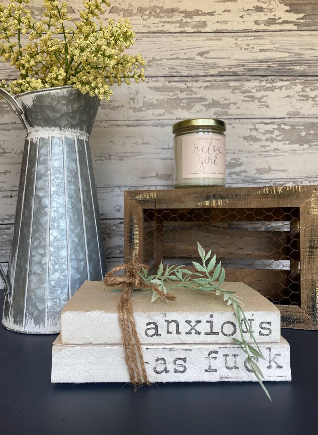 Anxious as Fck Book Stack, Funny Home Decor, Gift, Housewarming Gift ...