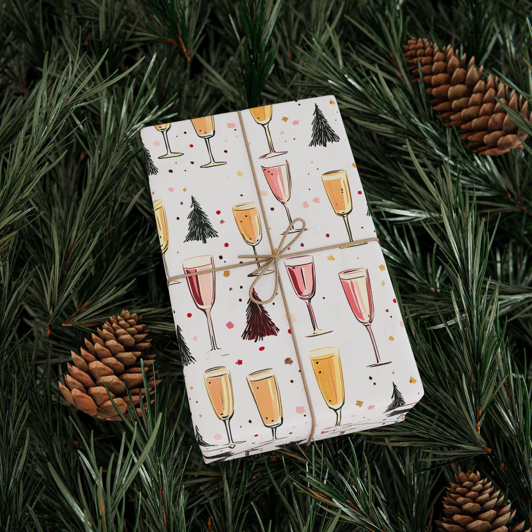 Christmas Cocktail Wrapping Paper Festive Holiday Gift Wrap Fun Drink ...