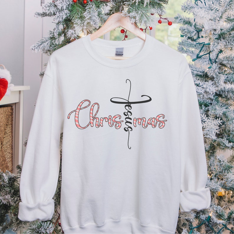 Christmas Sweatshirt Christmas Jesus Cross Sweatshirt - Etsy