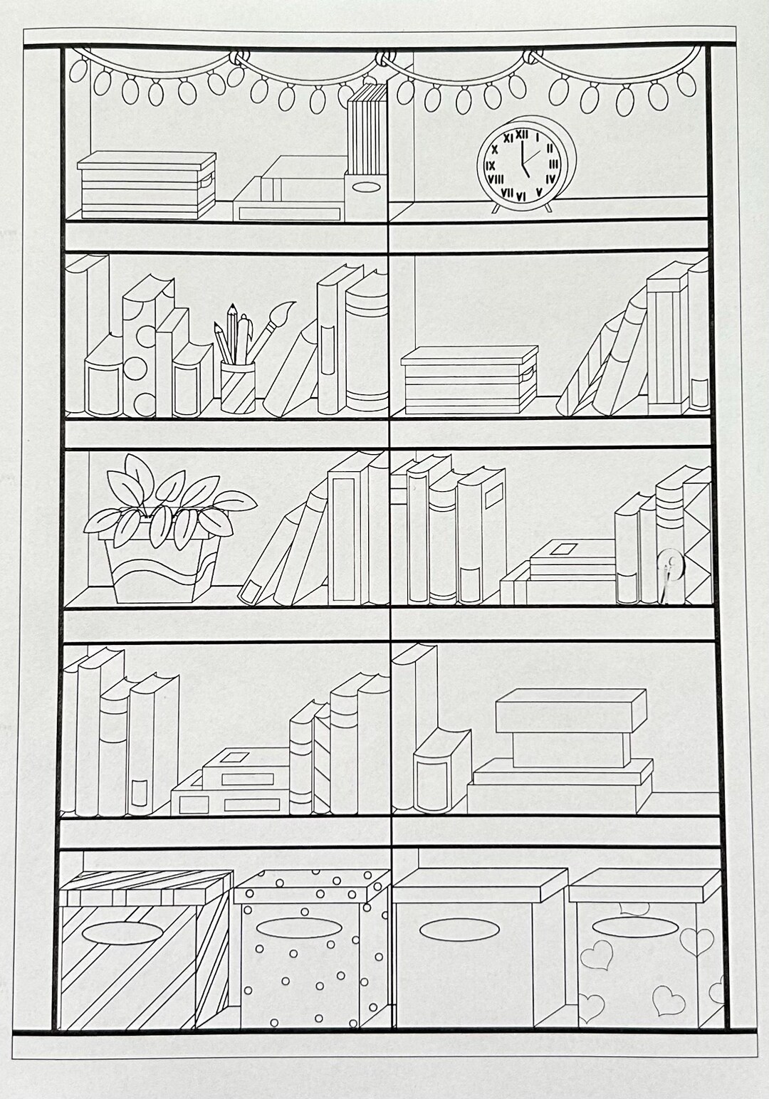 Bookcase Coloring Page - Etsy