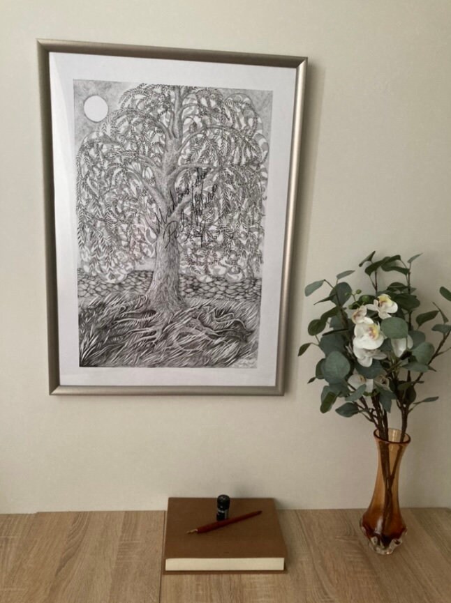 Midnight Moon Ink Drawing - Etsy