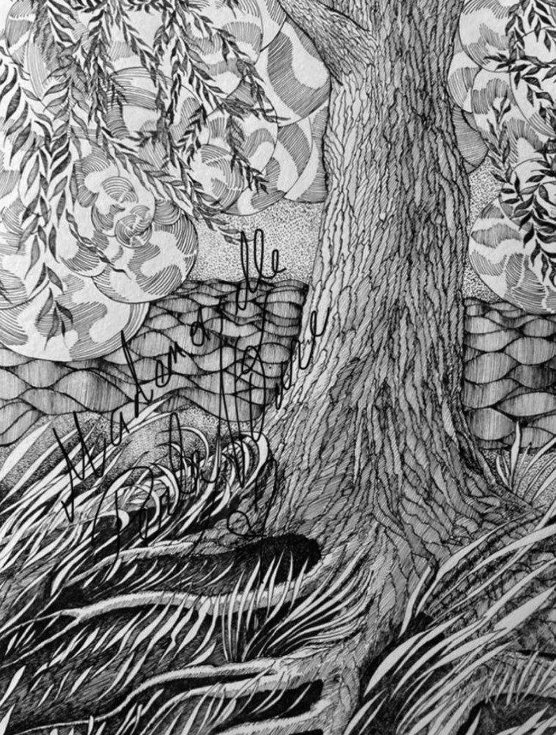 Midnight Moon Ink Drawing - Etsy