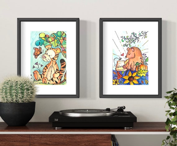 Winnie and Tigger Two Pak Winnie the Pooh Inspired Artwork / - Etsy
