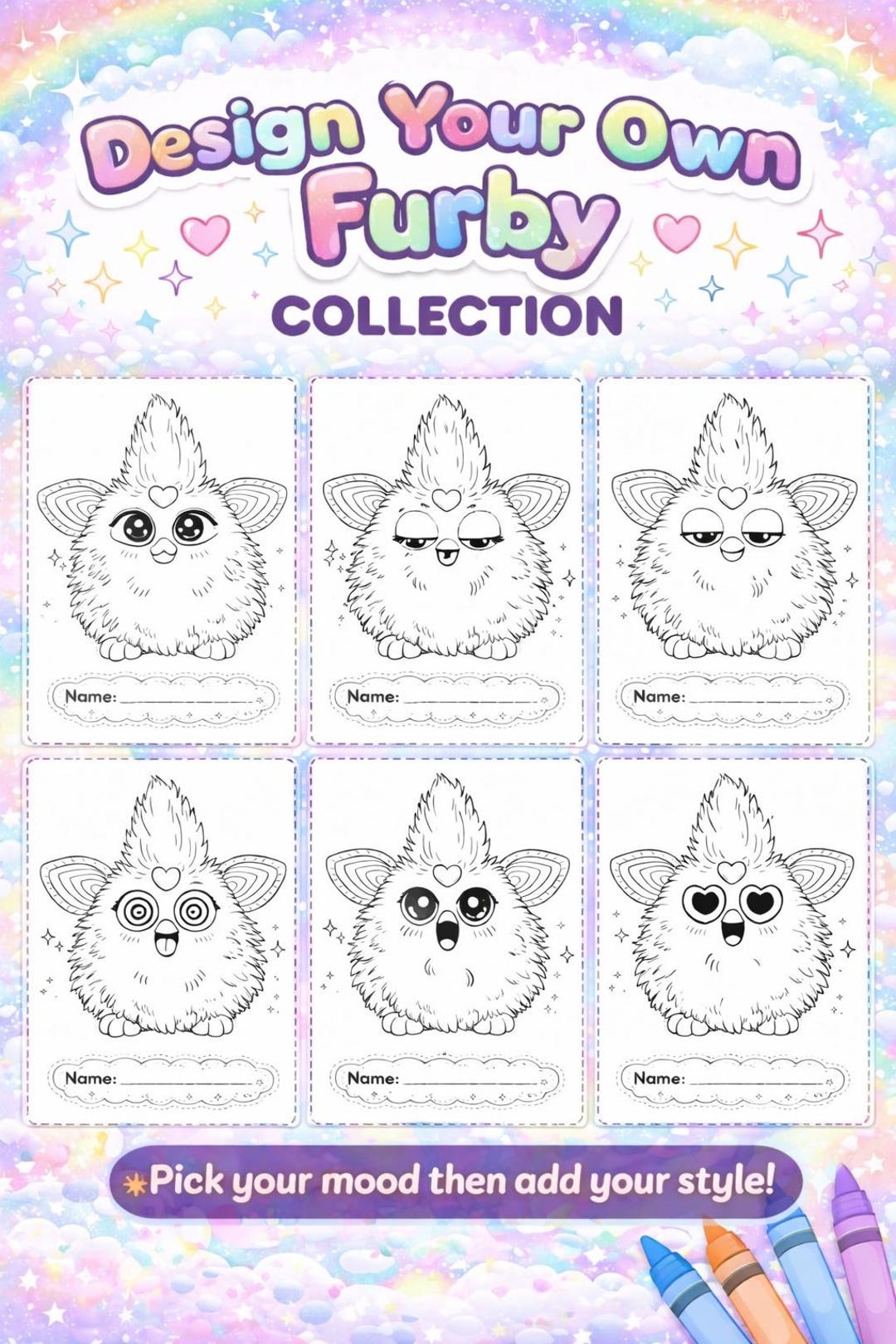 Design Your Own Furby Printable Kids Activity Instant Download PDF - Etsy