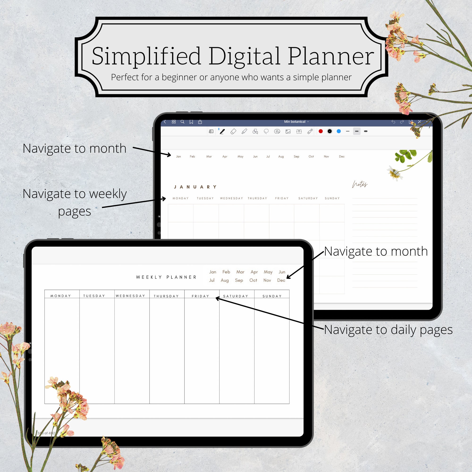 Simplified Digital Planner | Minimalist Planner | Weekly Planner ...