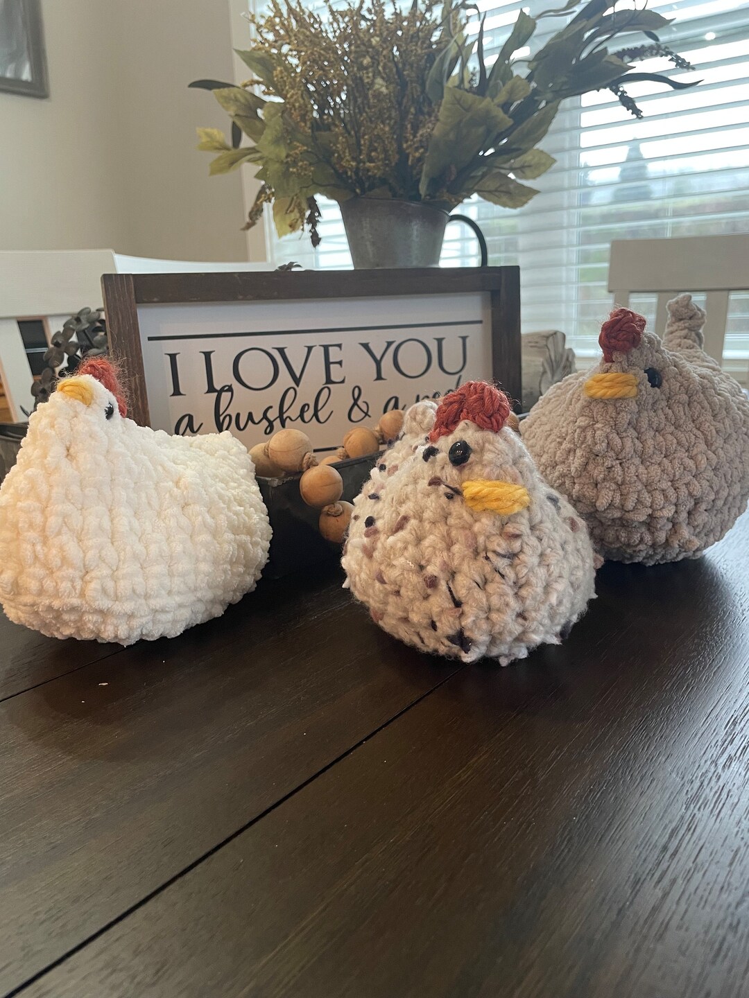 Crochet Chicken Big Chicken Little Chicken Baby Chicks White Speckled ...