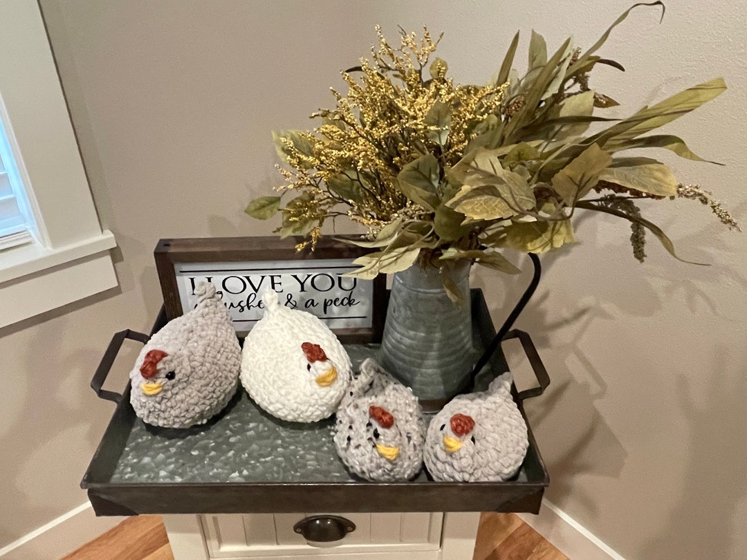 Handmade Crochet Chicken | Speckled Yarn Decor. - Etsy