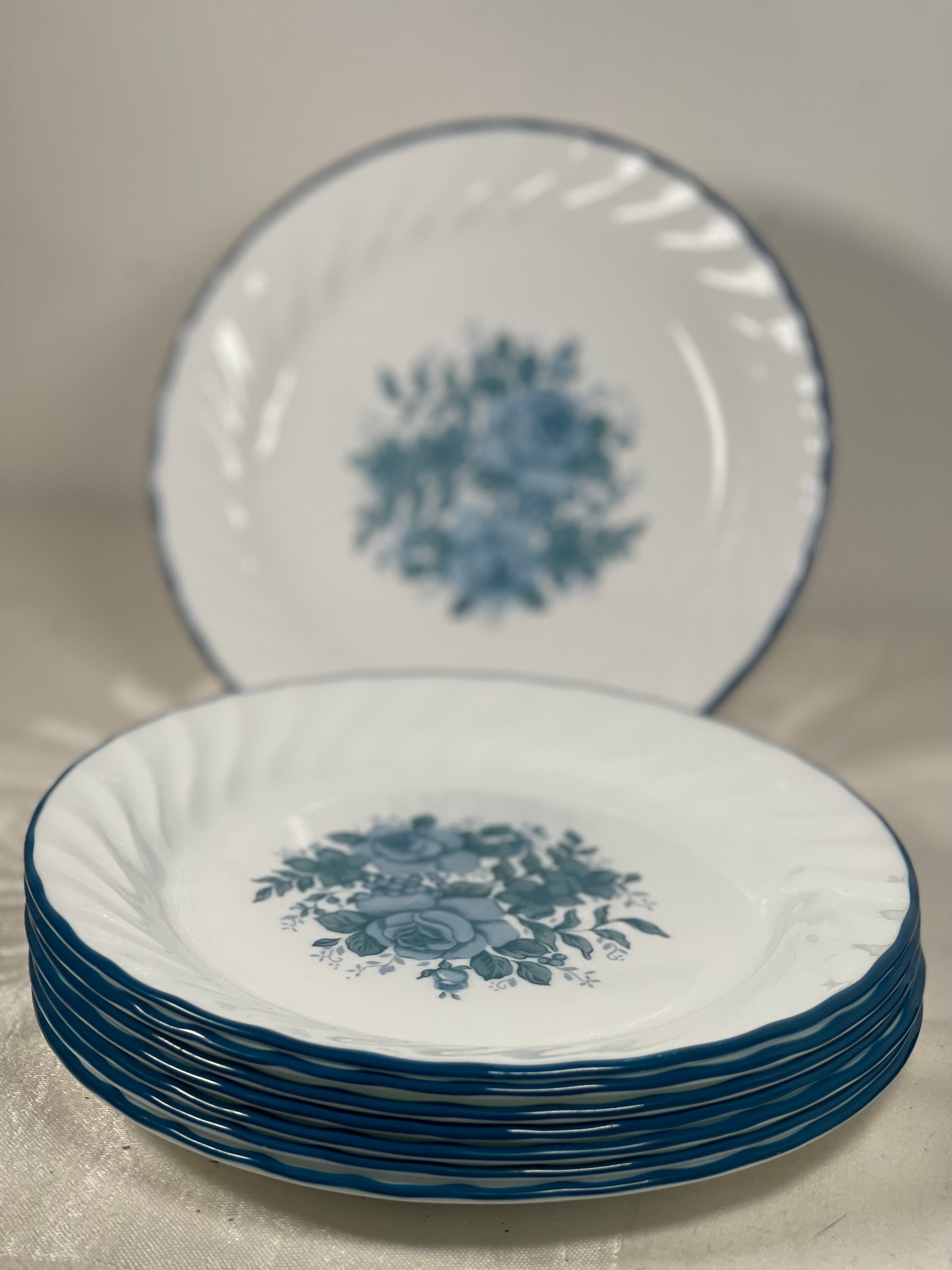 Vintage 8 Piece Corelle Blue Velvet Rose Salad/dessert Plate - Etsy