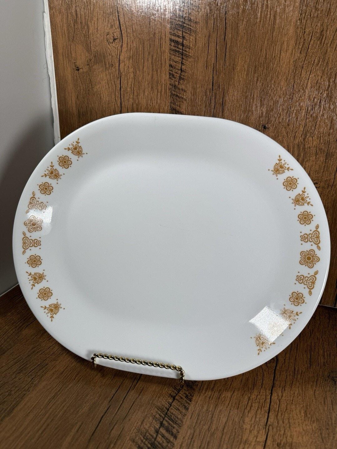 Vintage Corning Corelle Ware Oval Tray Plate Butterfly Gold 12" Serving ...