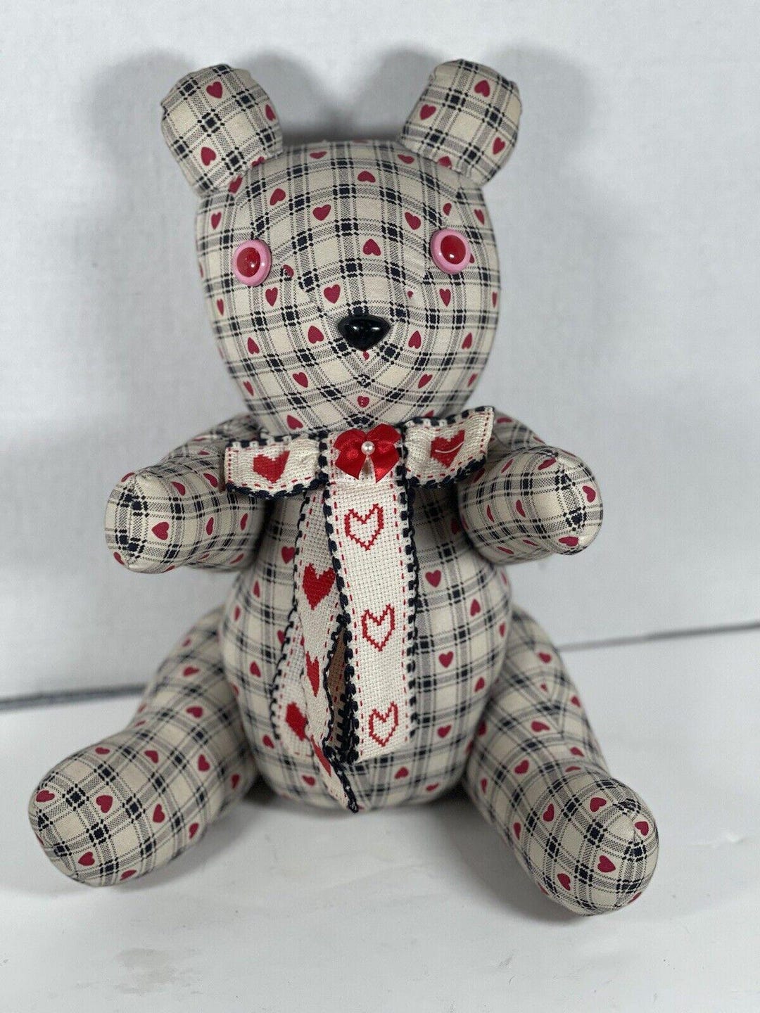 Vintage Handmade Hand Sewn Stuffed Teddy Bear, Hinged - Etsy