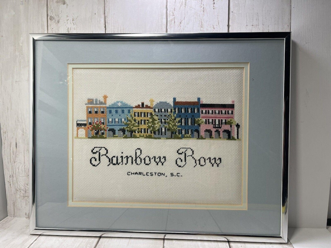 Rainbow Row Cross Stitch and Framed 14x11 Charleston South Carolina - Etsy